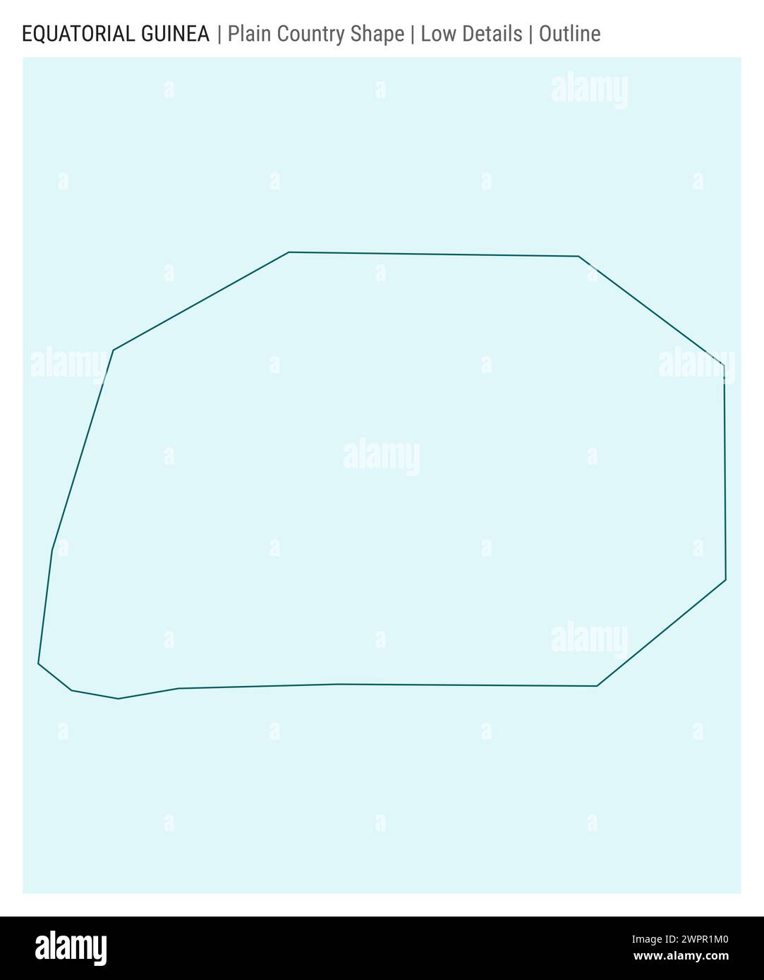 Equatorial Guinea plain country map. Low details. Outline style. Shape ...