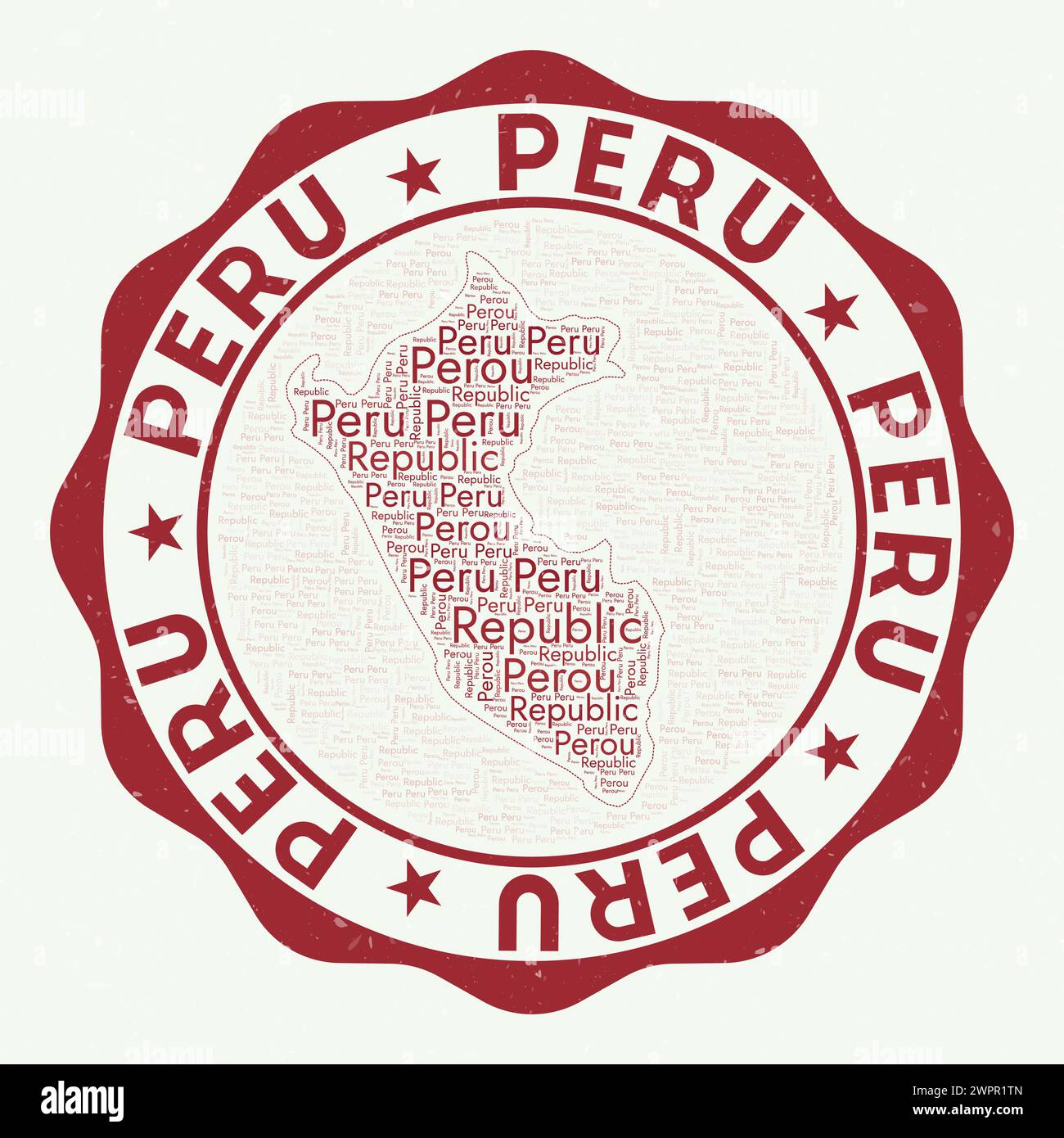 Peru logo. Artistic country badge with word cloud in the shape of Peru ...