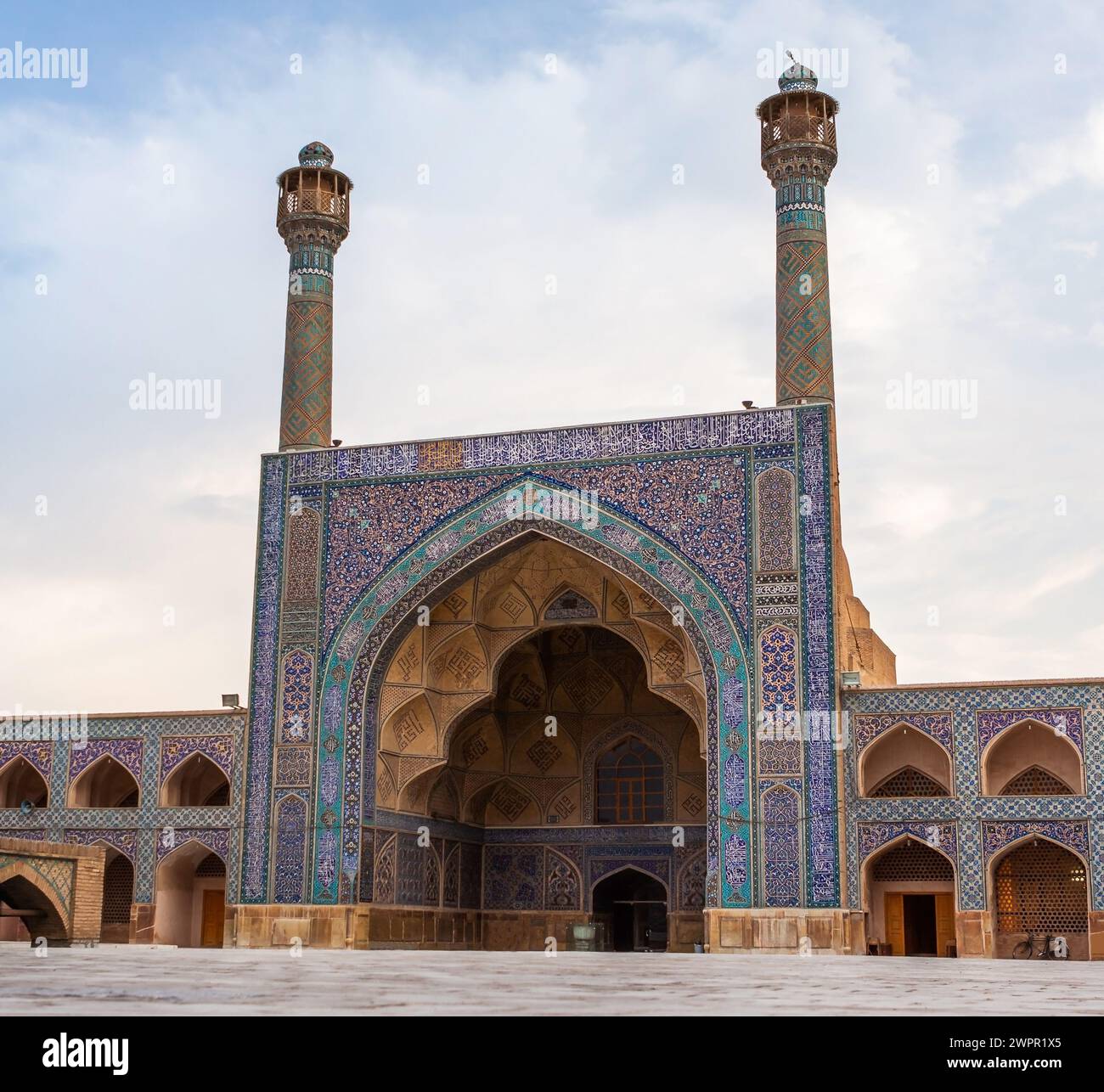 Mosque in Kerman. Beautiful mosque square in Kerman with minarets. Iran ...