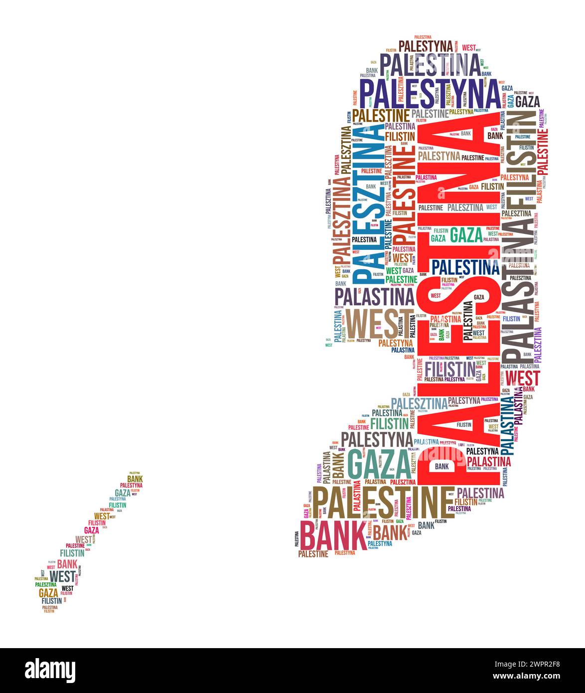 Palestine country shape word cloud. Typography style country ...