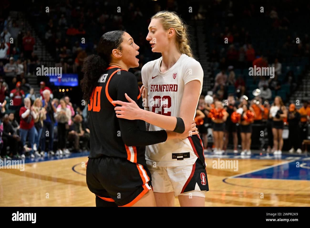 Oregon State forward Timea Gardiner (30) and Stanford forward Cameron ...