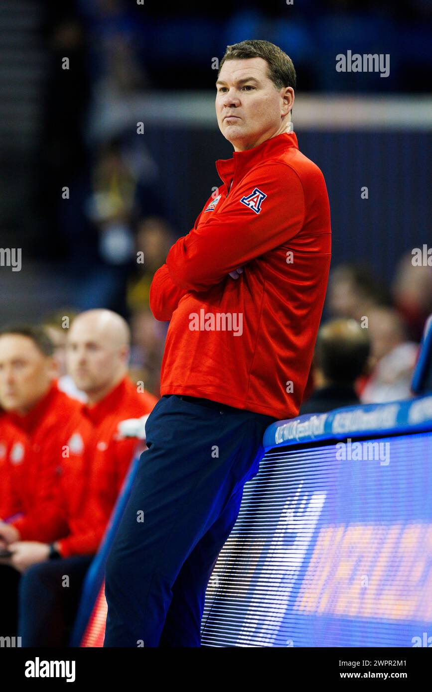 LOS ANGELES, CA - MARCH 07: Arizona Wildcats head coach Tommy Lloyd ...