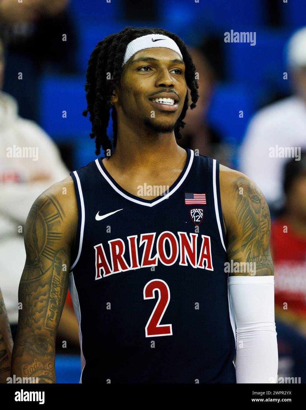 LOS ANGELES, CA - MARCH 07: Arizona Wildcats guard Caleb Love (2 ...