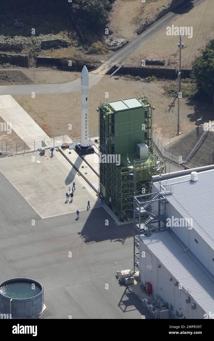 An aerial photo shows KAIROS rocket waiting for the launch at Space ...