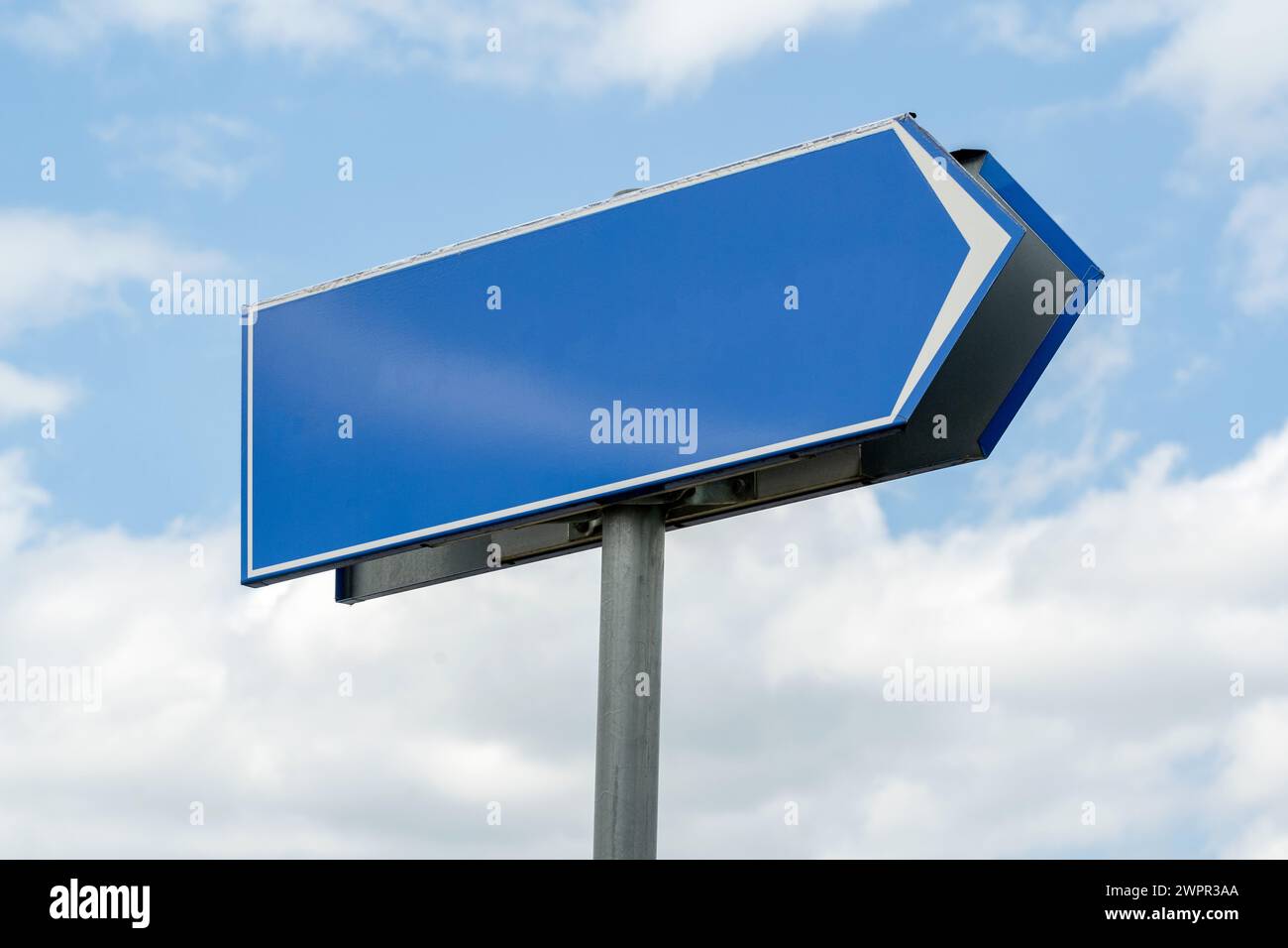 Empty blue highway sign with a directional arrow pointing right, set ...