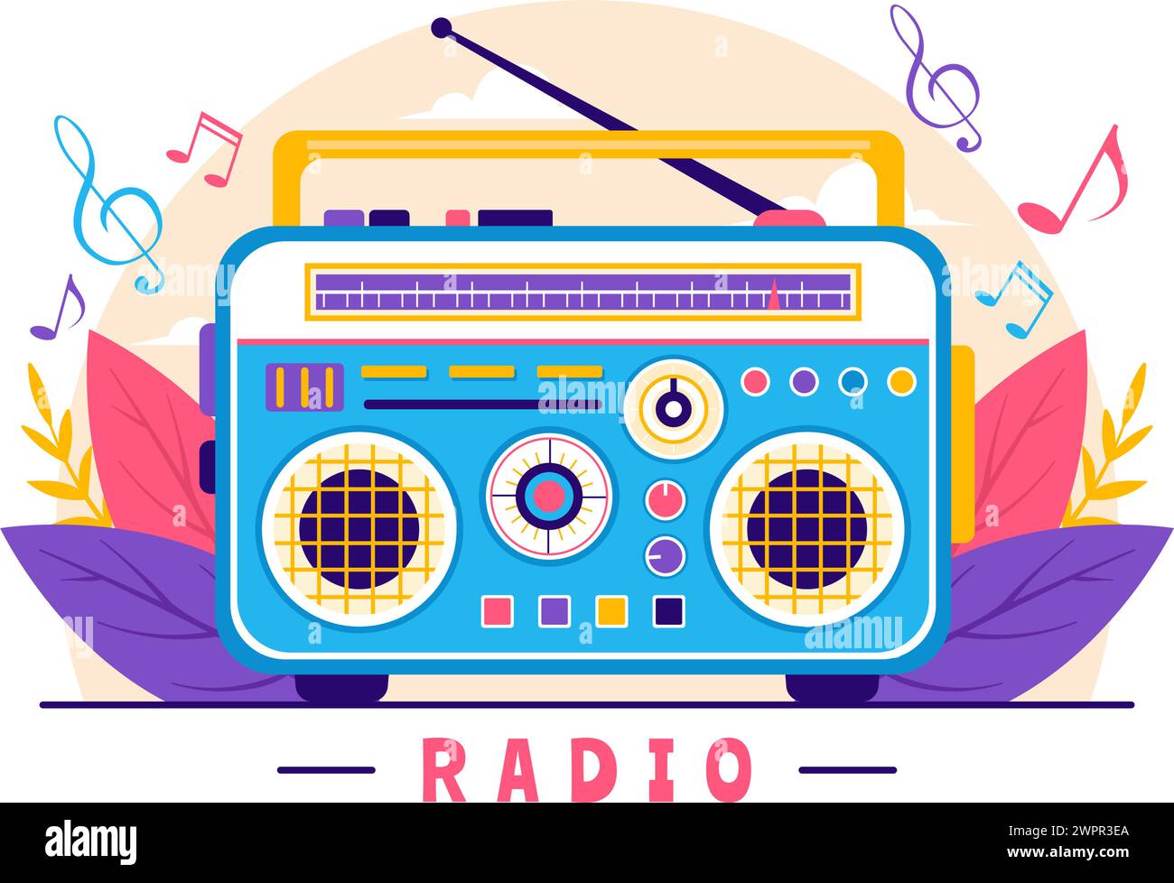 Radio Vector Illustration with a Musical Instrument used to Send ...
