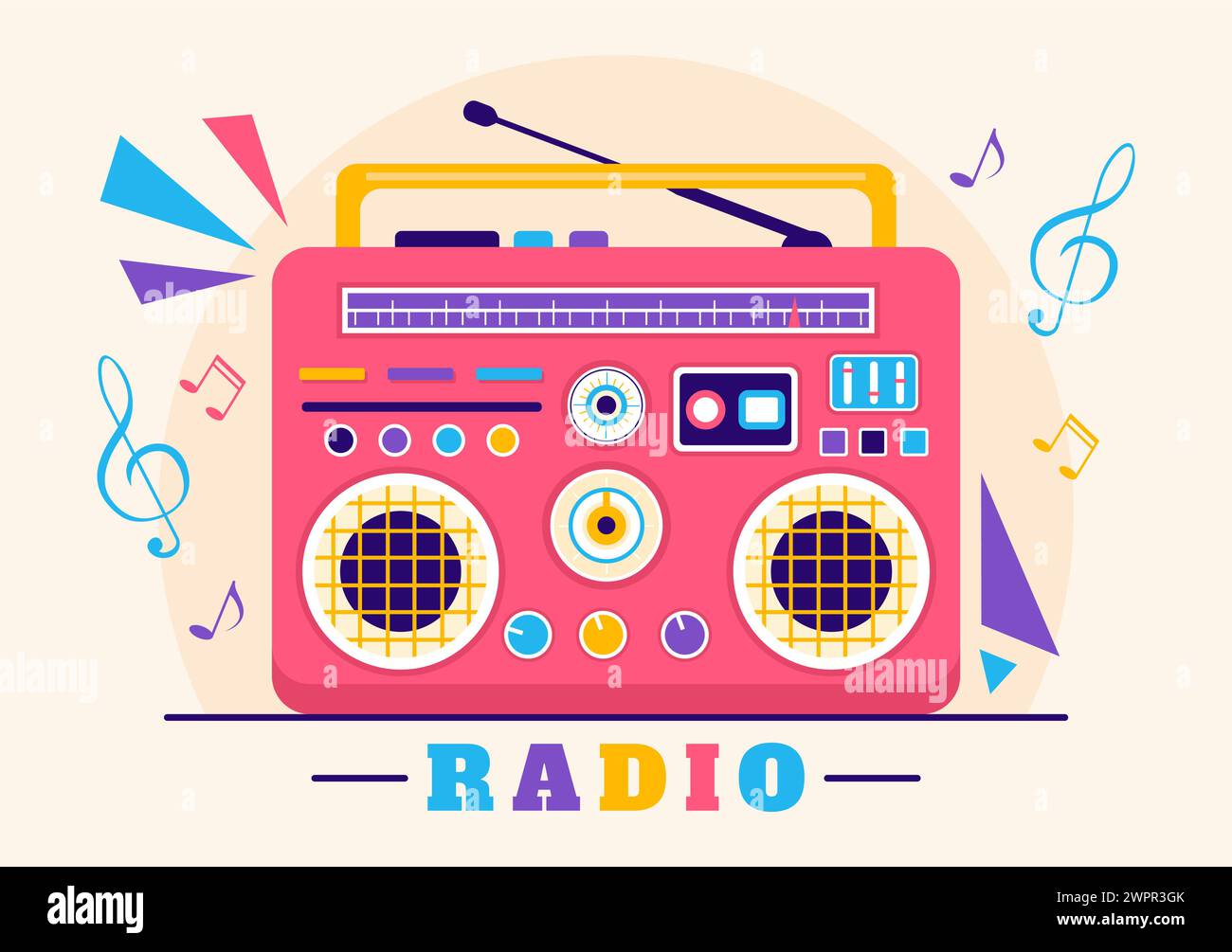 Radio Vector Illustration with a Musical Instrument used to Send ...