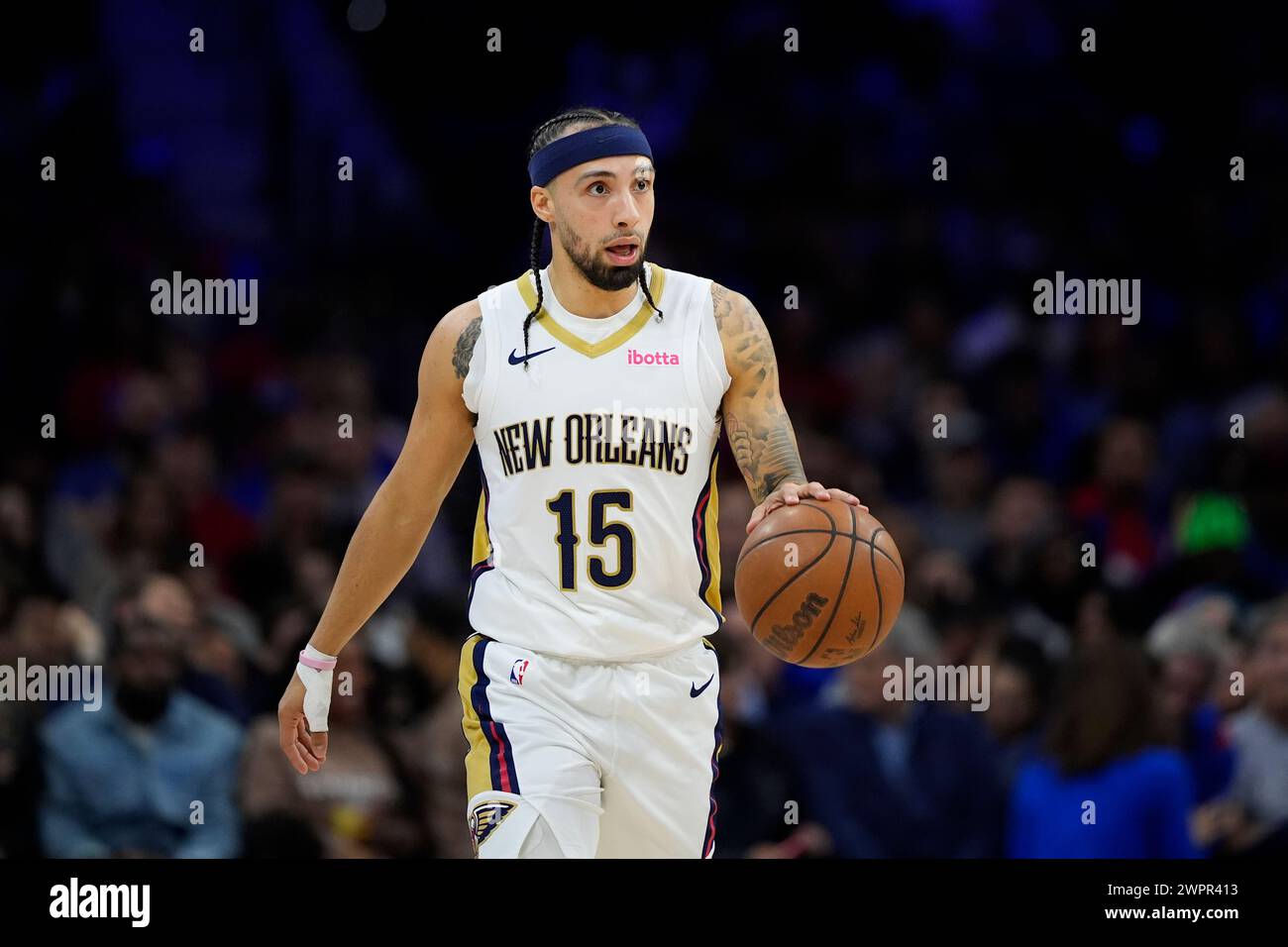 New Orleans Pelicans' Jose Alvarado plays during an NBA basketball game ...