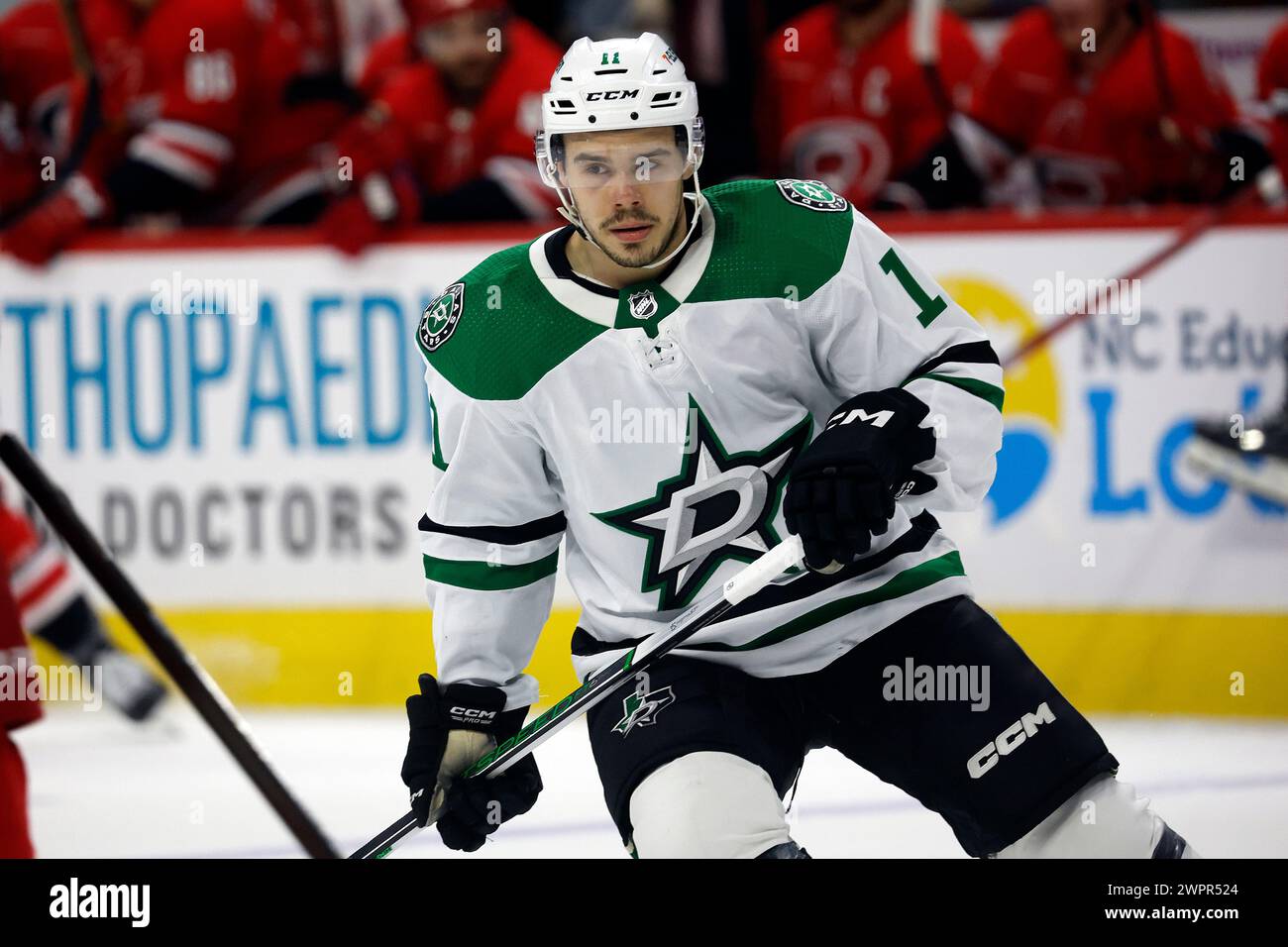 Dallas Stars' Logan Stankoven (11) skates toward the puck against the ...