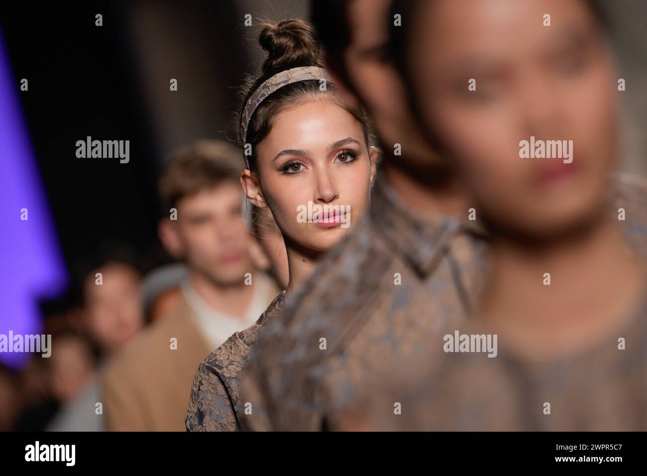Lisbon, Portugal. 08th Mar, 2024. A model walks the runway during Luis ...