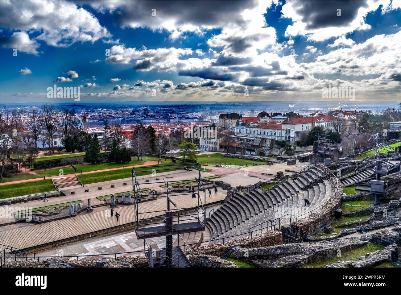 Ancient Roman Amphitheater Theatre of Fourvière Buildings Cityscape ...