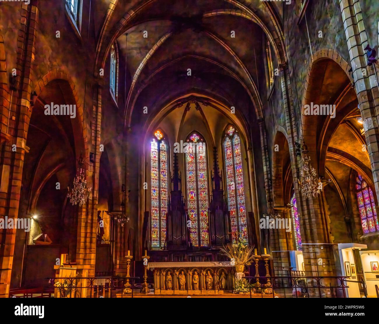 Ancient Medieval Saint Bonaventure Altar Basilica Arches Stained Glass ...