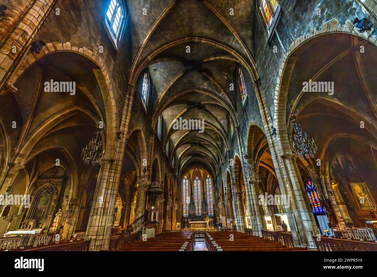 Ancient Medieval Saint Bonaventure Altar Basilica Arches Stained Glass ...