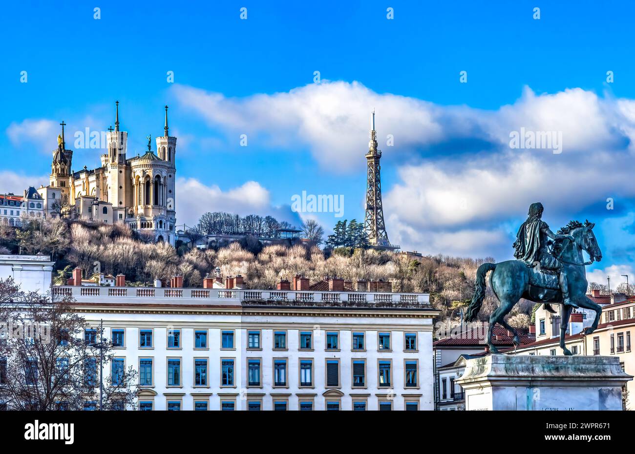 King Louis XIV Statue Basilica of Notre Dame Place Bellecoeur Lyon ...