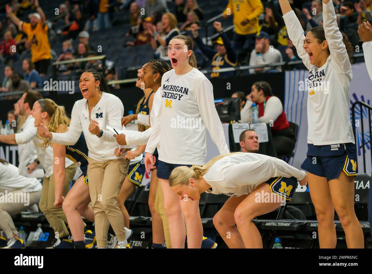 Minneapolis, Minnesota, USA. 8th Mar, 2024. Michigan Wolverines bench ...