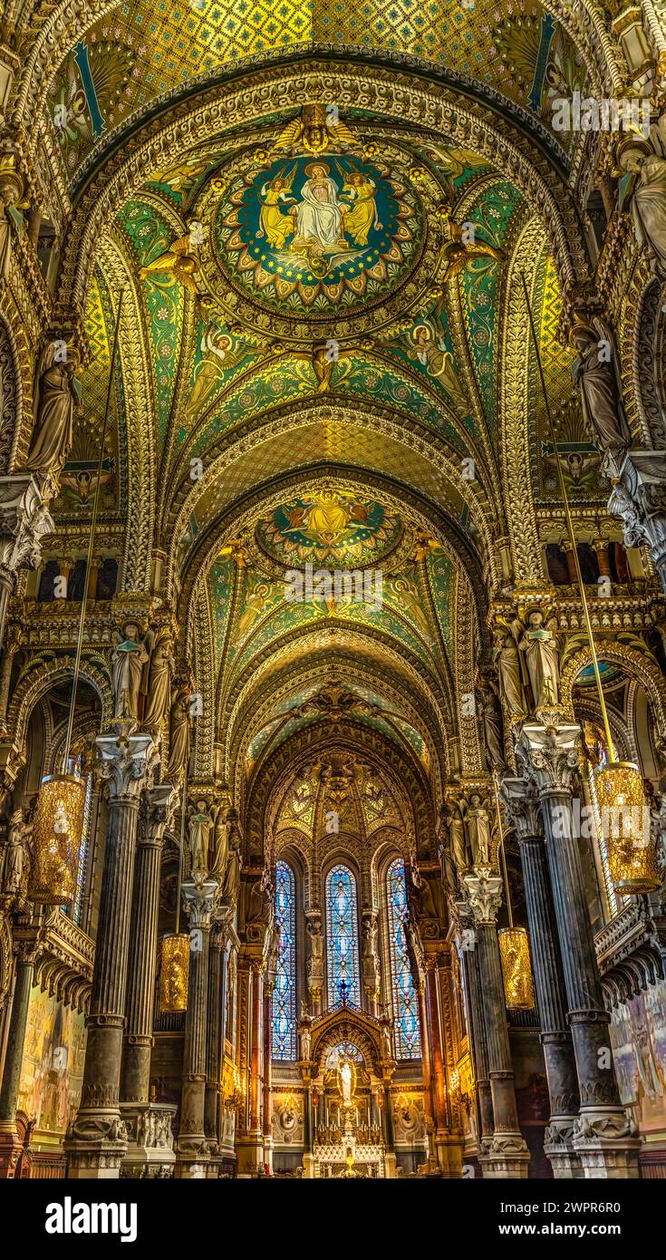 Colorful Mosaics Altar Stained Glass Basilica of Notre Dame de ...
