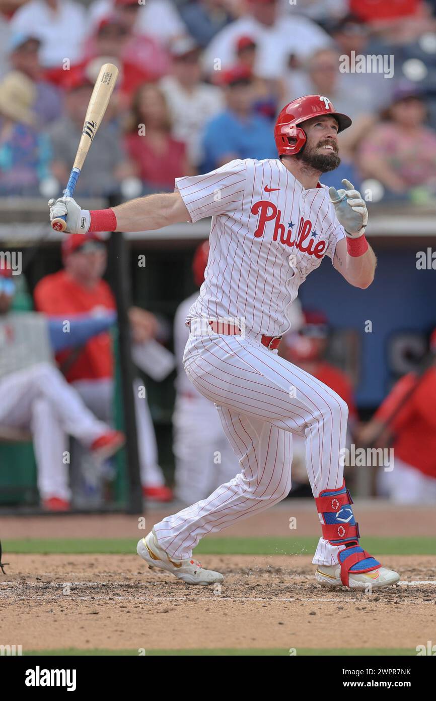 Clearwater, FL: Philadelphia Phillies left fielder David Dahl (35) hits ...