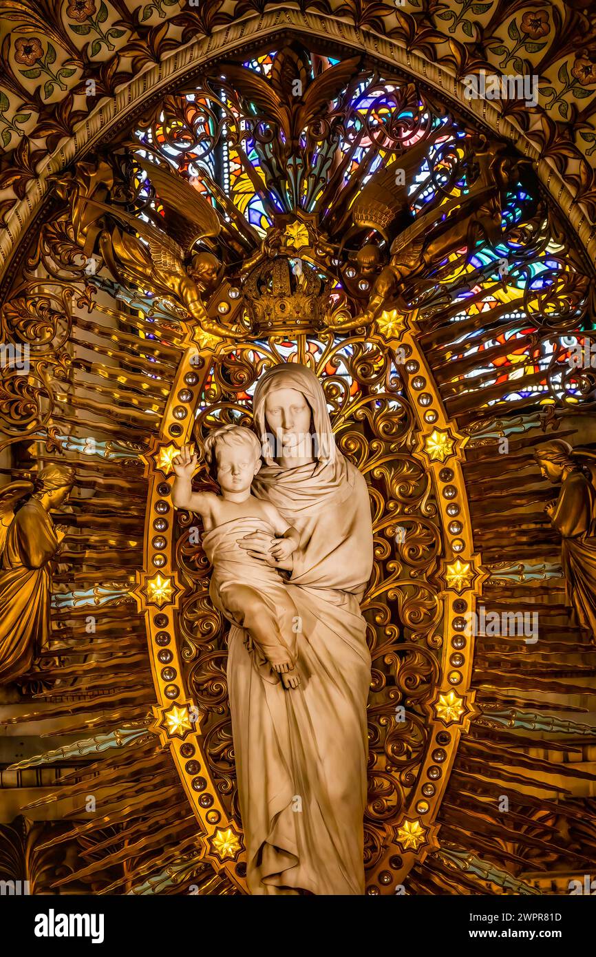 Colorful Virgin Mary Statue Altar Stained Glass Basilica of Notre Dame ...
