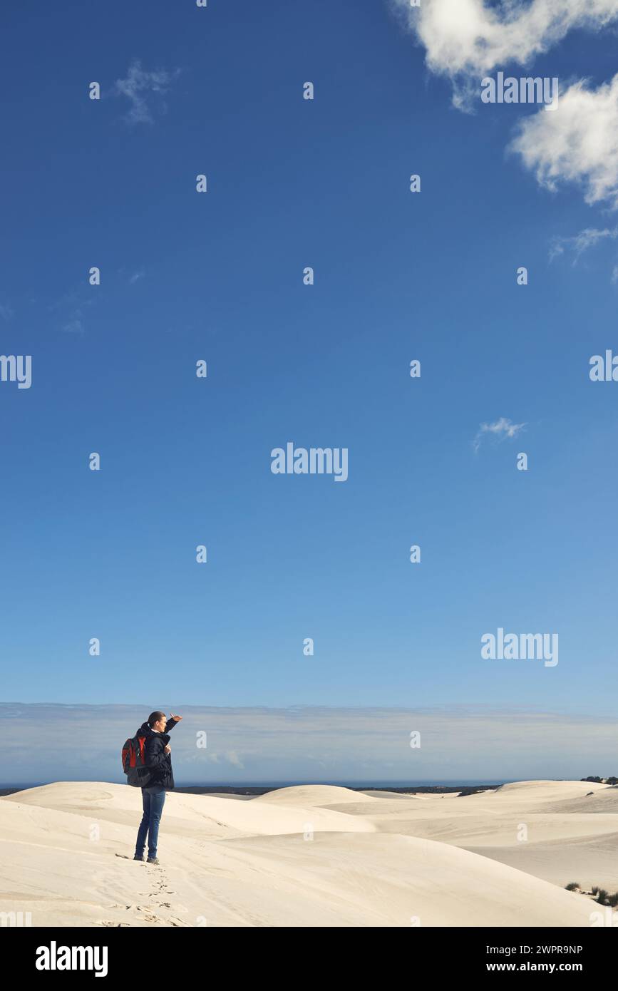 Drone woman walking in desert hi-res stock photography and images - Alamy