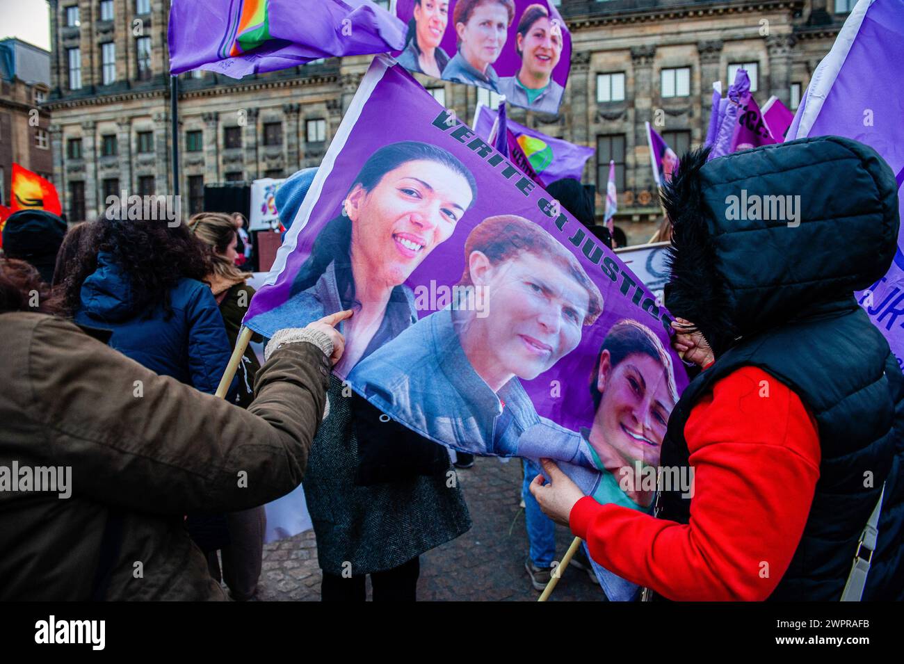 Amsterdam, Netherlands. 08th Mar, 2024. A woman is seen pointing to one ...
