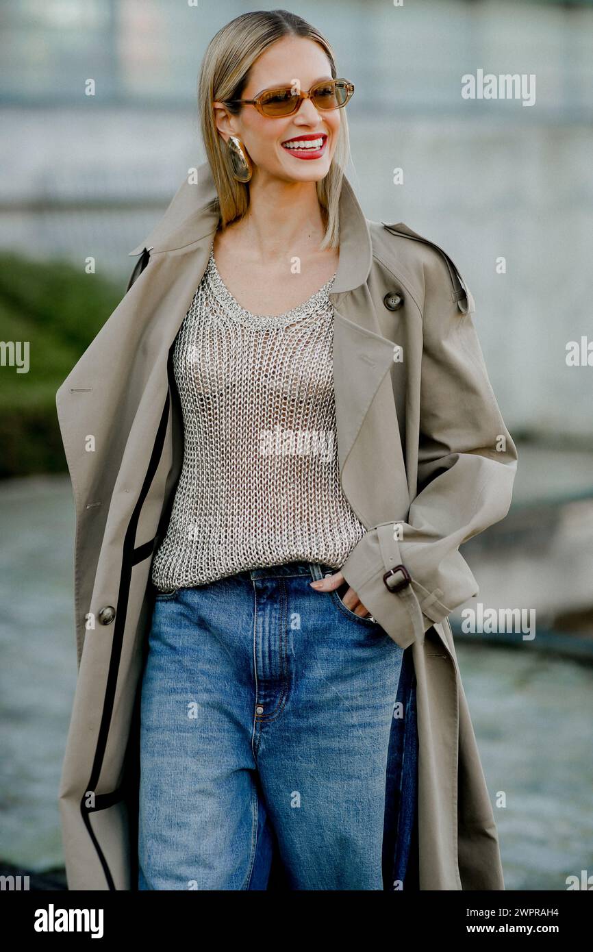 Paris, France. 08th Mar, 2024. Street style, Helena Bordon arriving at ...