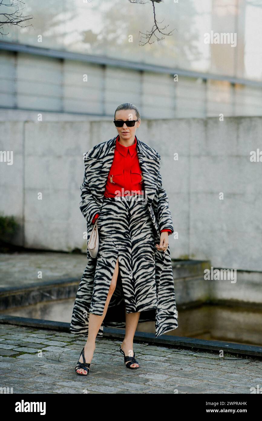 Paris, France. 08th Mar, 2024. Street style, Nataly Osmann arriving at ...