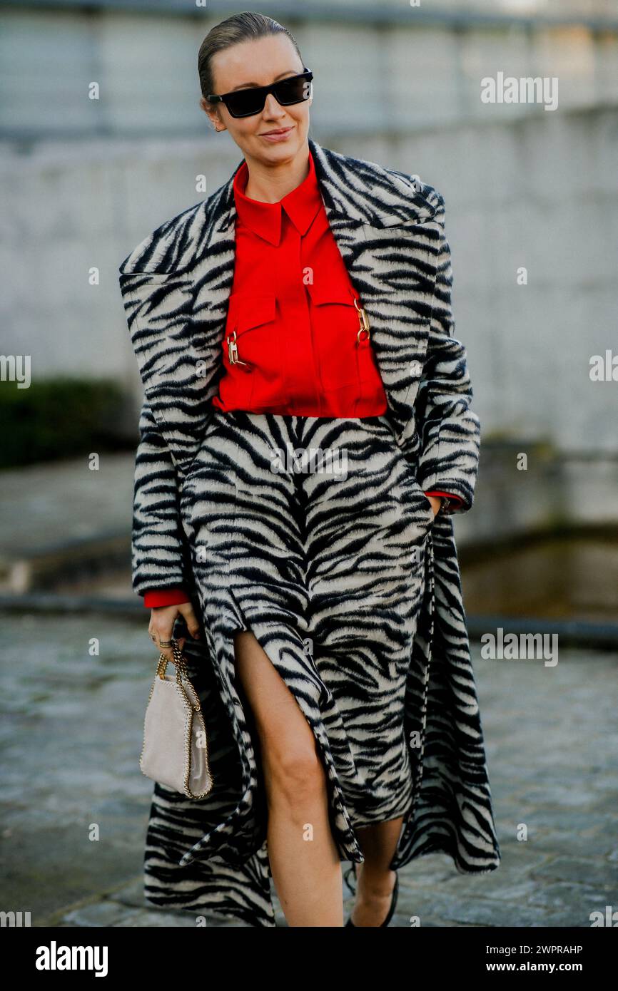 Paris, France. 08th Mar, 2024. Street style, Nataly Osmann arriving at ...