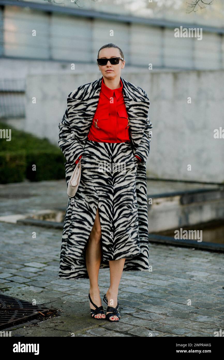 Paris, France. 08th Mar, 2024. Street style, Nataly Osmann arriving at ...