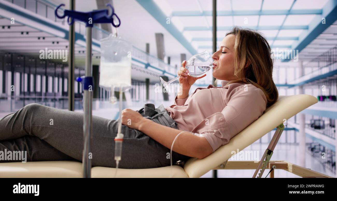 Vitamin Therapy IV Drip Infusion In Woman Blood Stock Photo - Alamy
