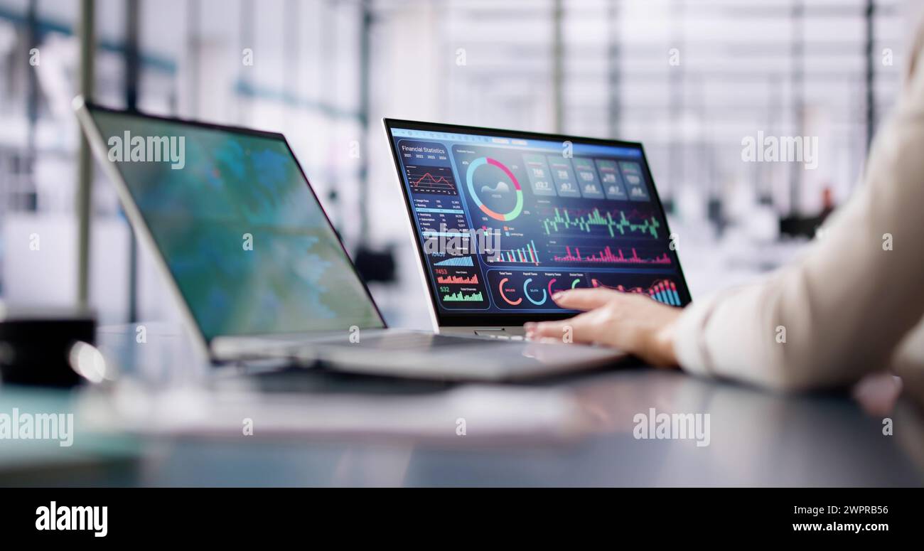 Data Analyst Using Data Analytics KPI Dashboard Stock Photo - Alamy