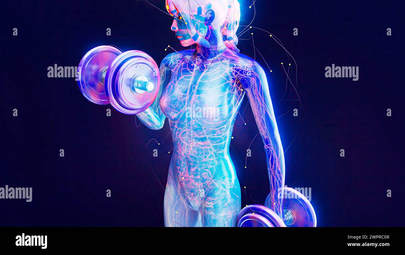 Woman doing bicep curls hi-res stock photography and images - Alamy