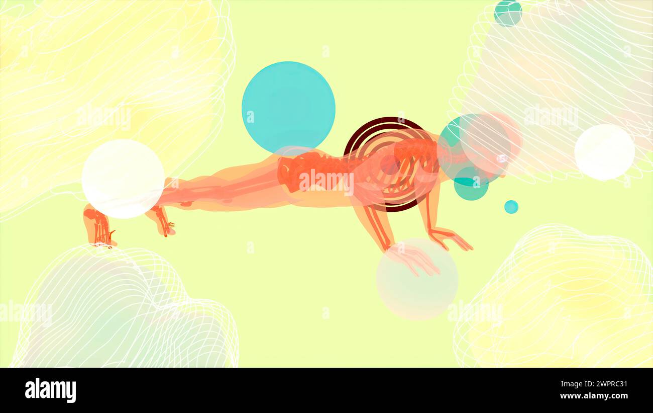 Man doing a push-up, illustration Stock Photo - Alamy