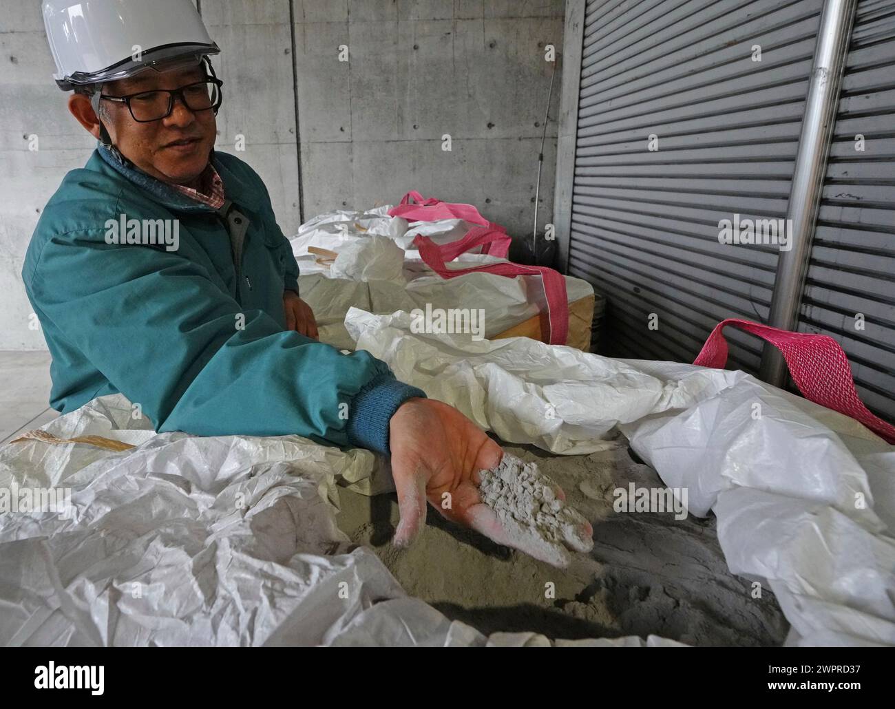A picture shows ashes of the incineration at Miyazaki Biomass Recycle ...