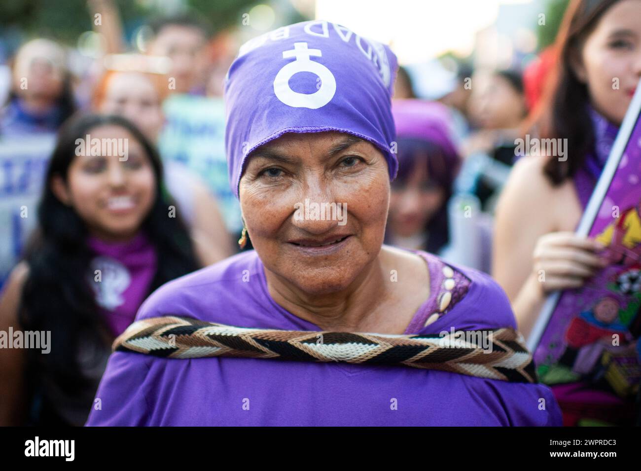 Bogota, Colombia. 08th Mar, 2024. Women take part during the ...