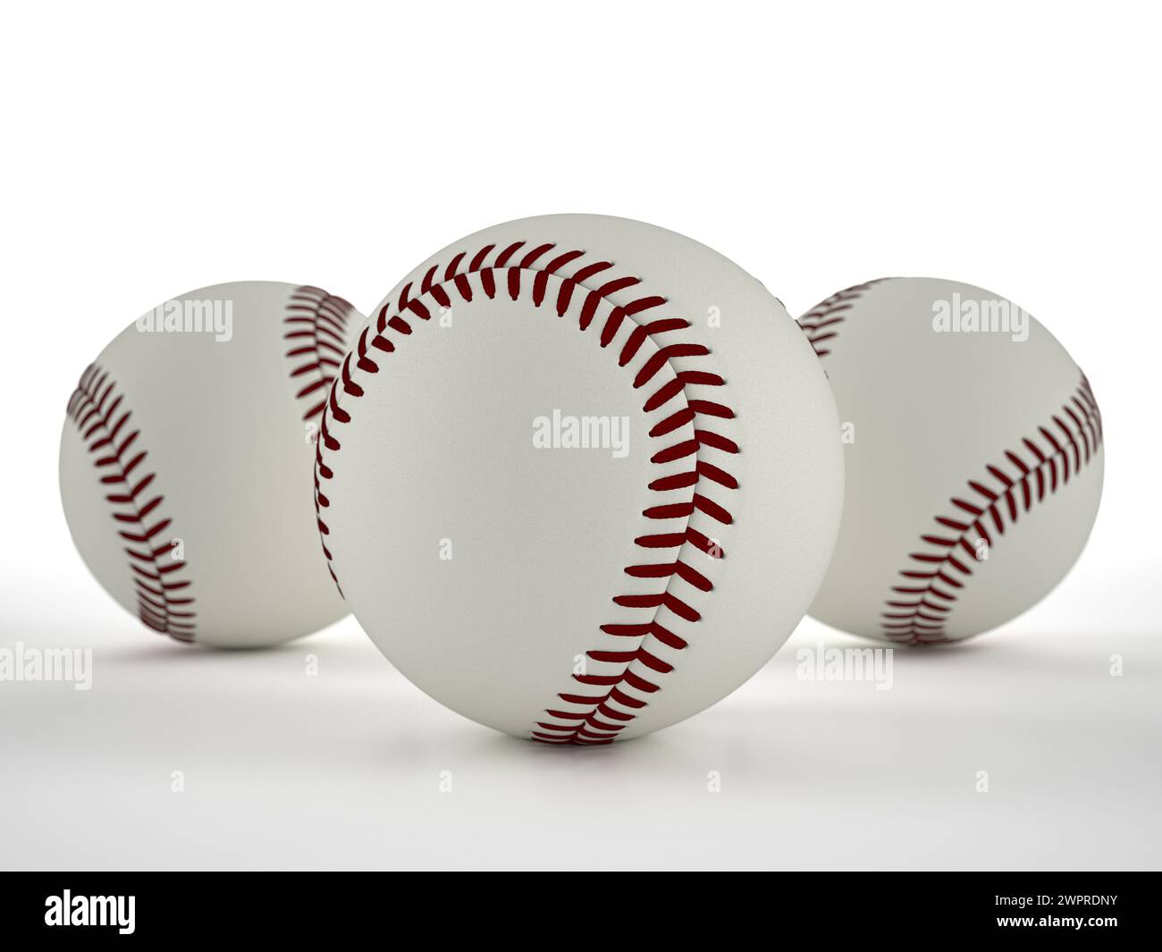 Baseball balls on a white background. 3d illustration Stock Photo - Alamy