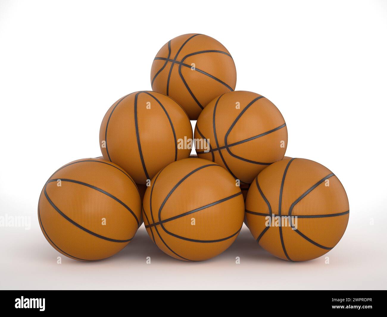 Pyramid formed by basketball balls. 3d illustration Stock Photo - Alamy