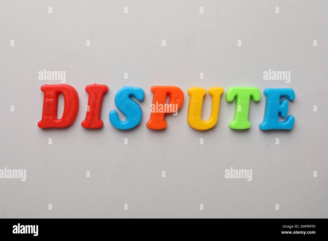 Word Dispute made of colorful letters on light grey background, flat ...