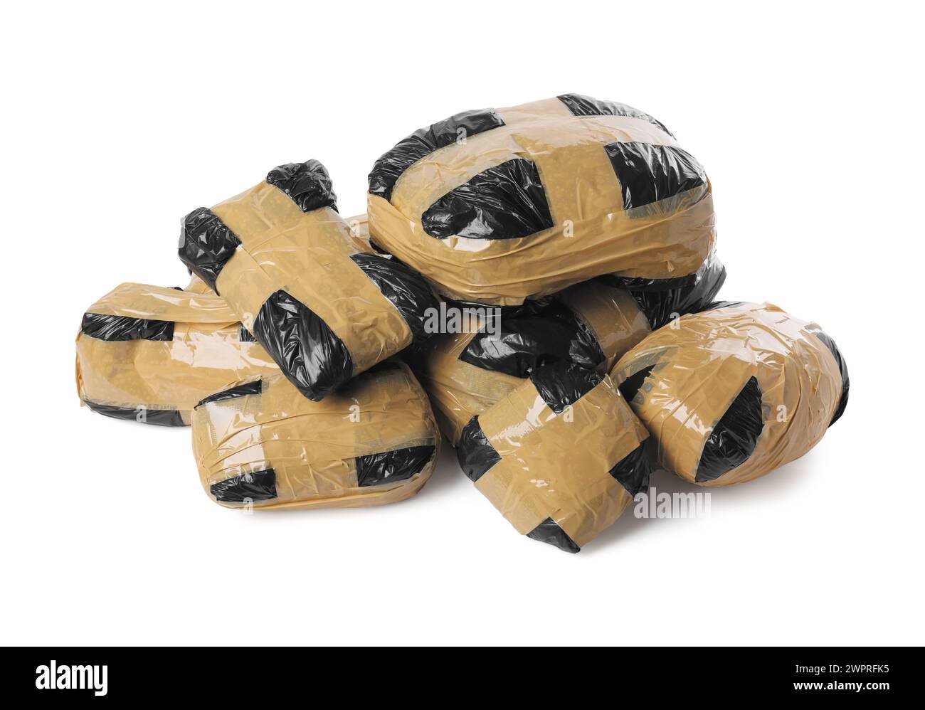 Packages with narcotics isolated on white. Drug addiction Stock Photo ...