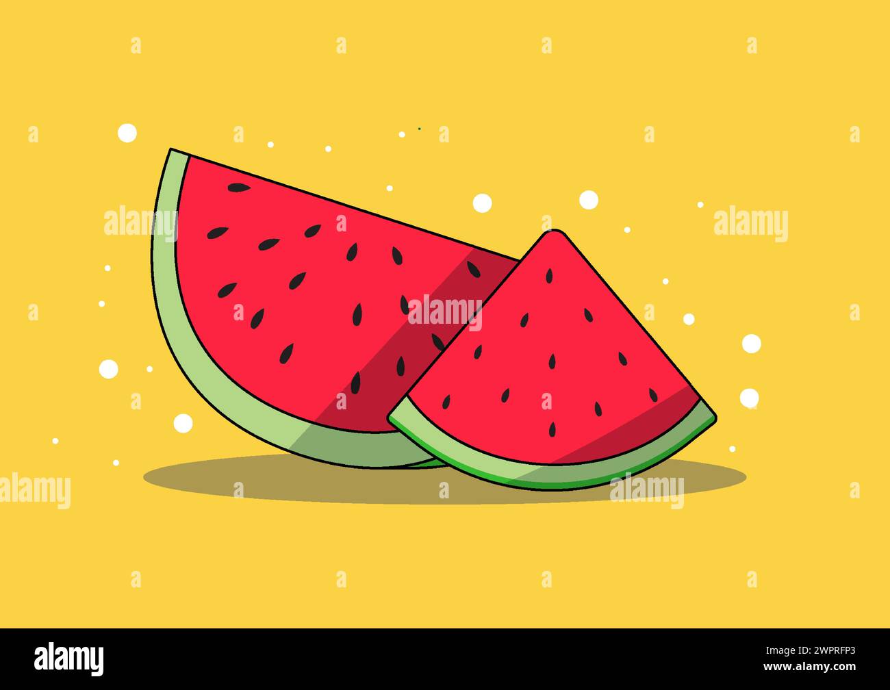 Cartoon vector illustration of a bright red watermelon cut into halves ...