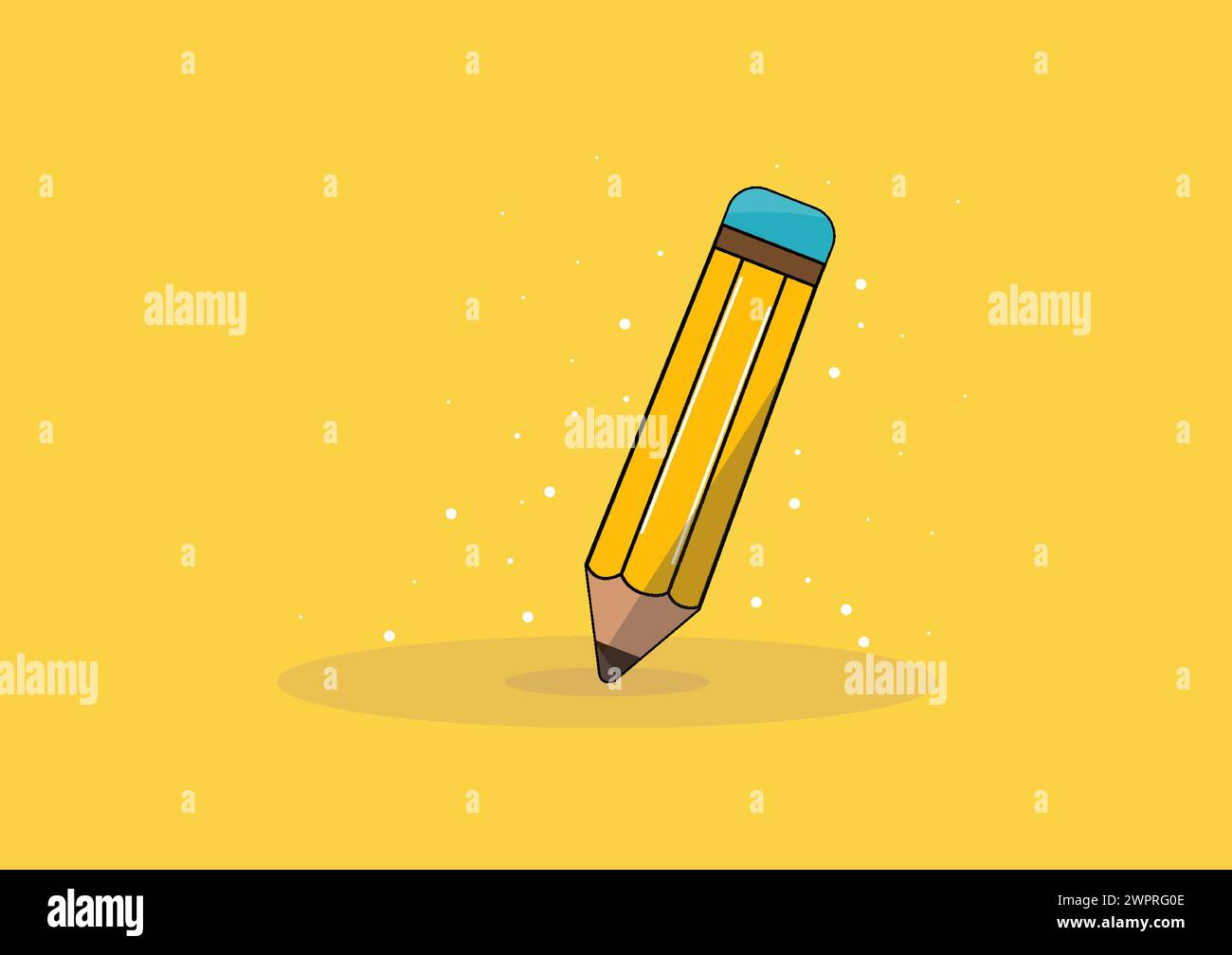 Cartoon vector illustration of a yellow pencil. classic shape and ...