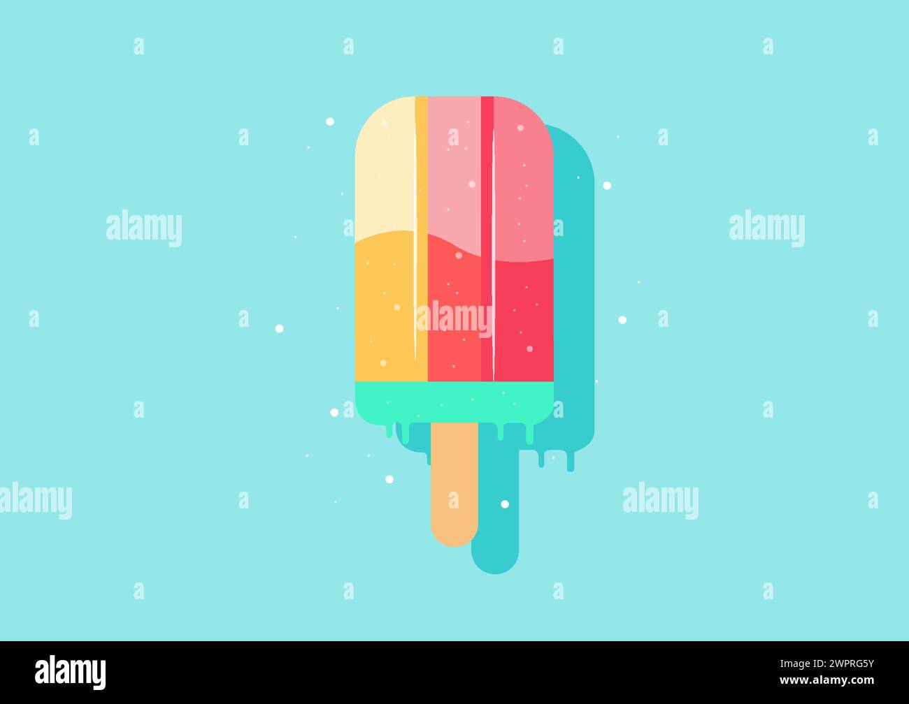 Illustration of a vibrant array of Popsicle sticks, each adorned with ...