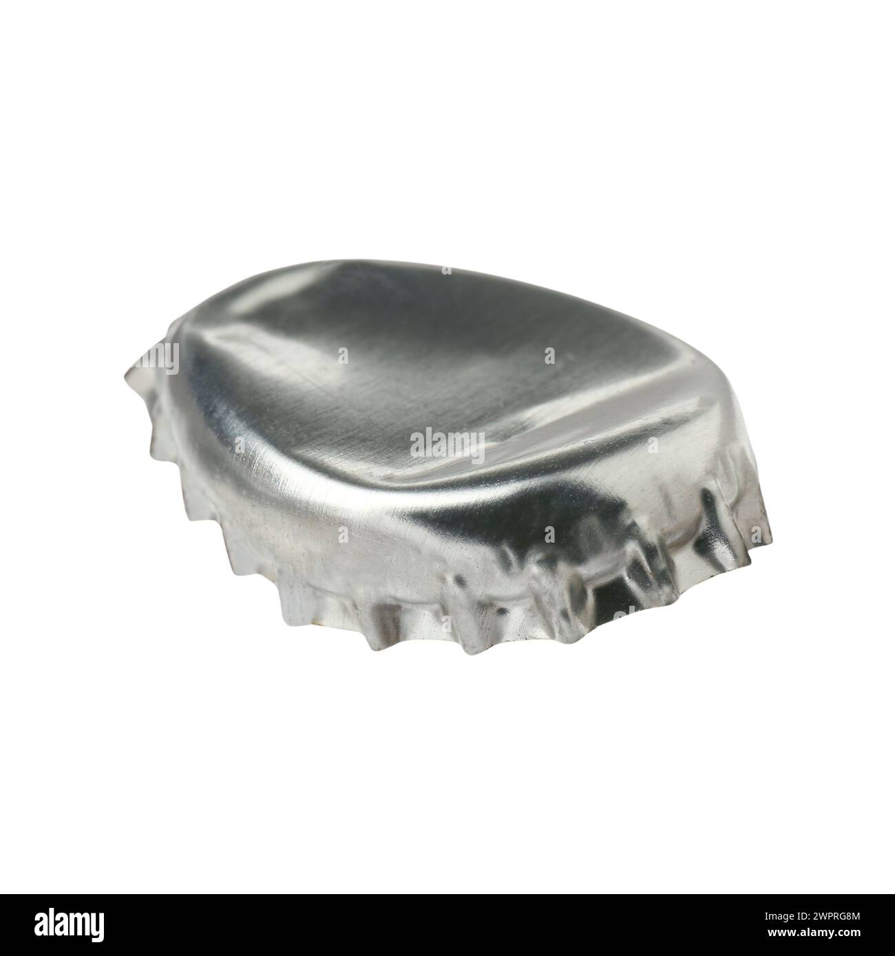 One silver beer bottle cap isolated on white Stock Photo - Alamy