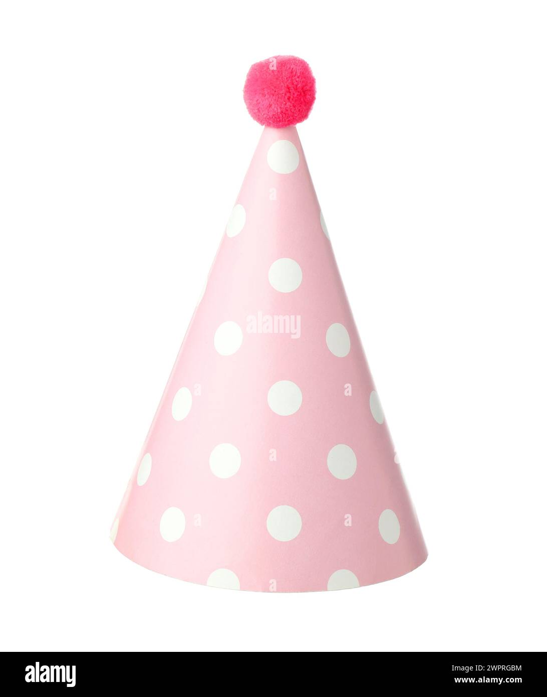 One pink party hat isolated on white Stock Photo - Alamy