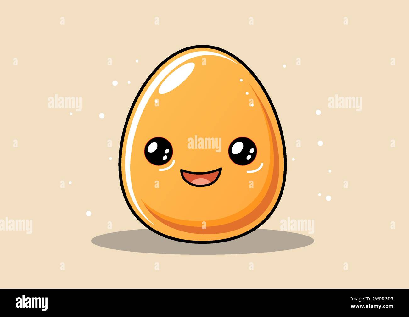 Cartoon vector illustration of a smiling chicken egg. This cheerful ...