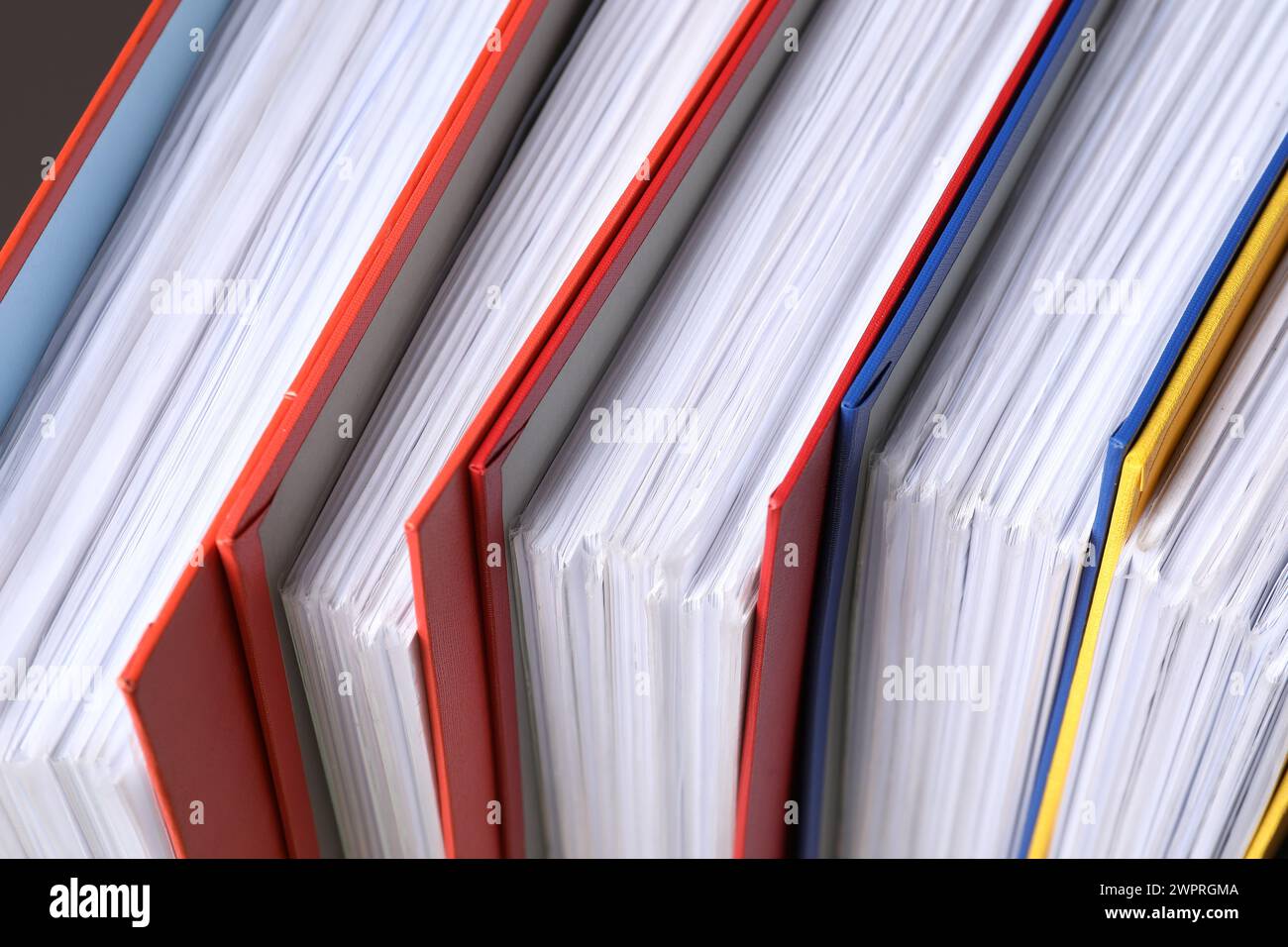 Colorful binder office folders as background, closeup Stock Photo - Alamy