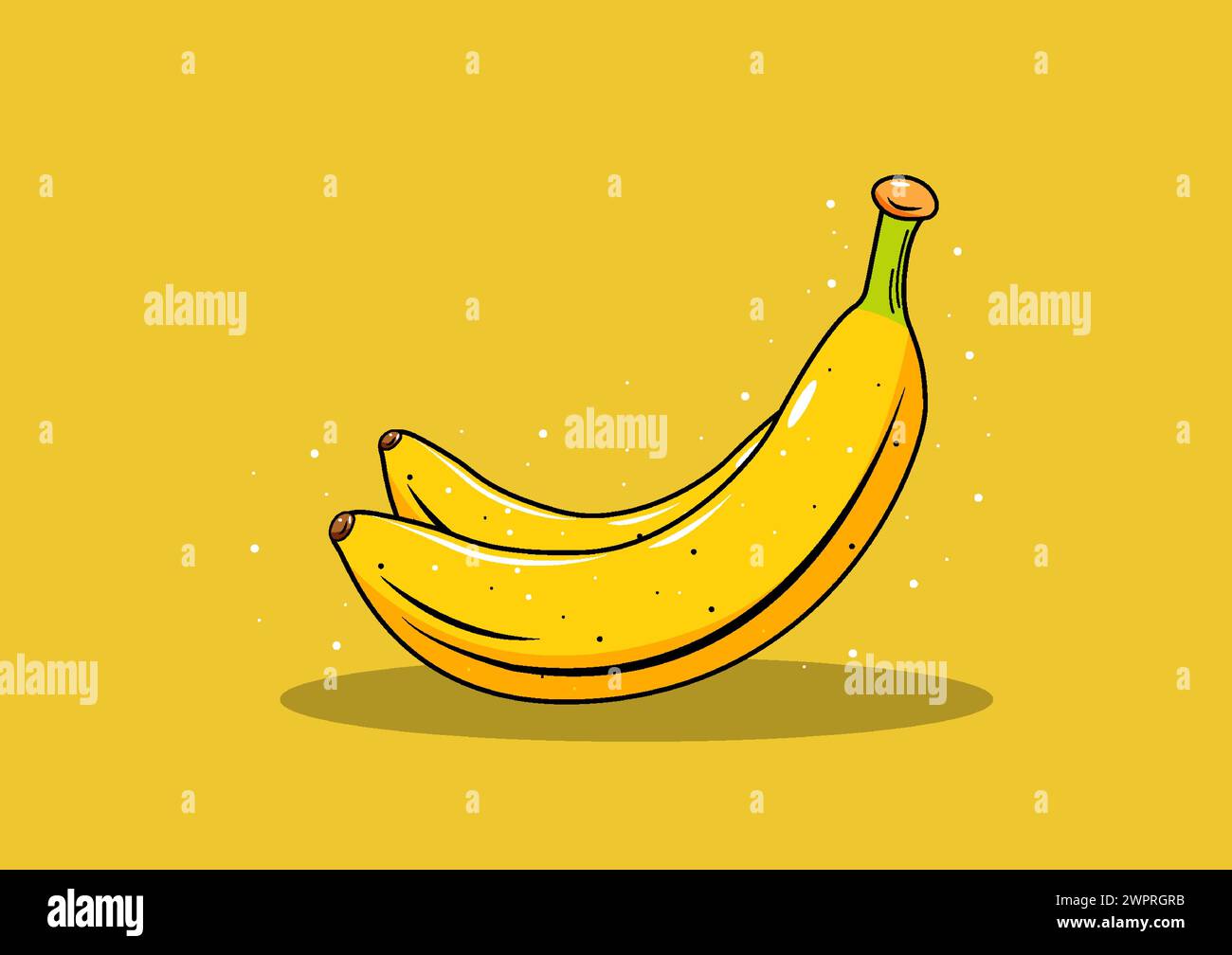 Cartoon vector illustration of a yellow banana. This playful artwork ...