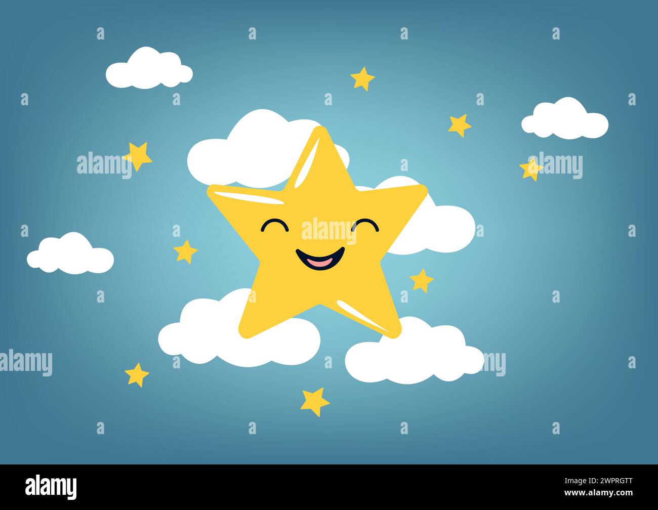 Cartoon vector illustration of a sparkling star in the night sky ...