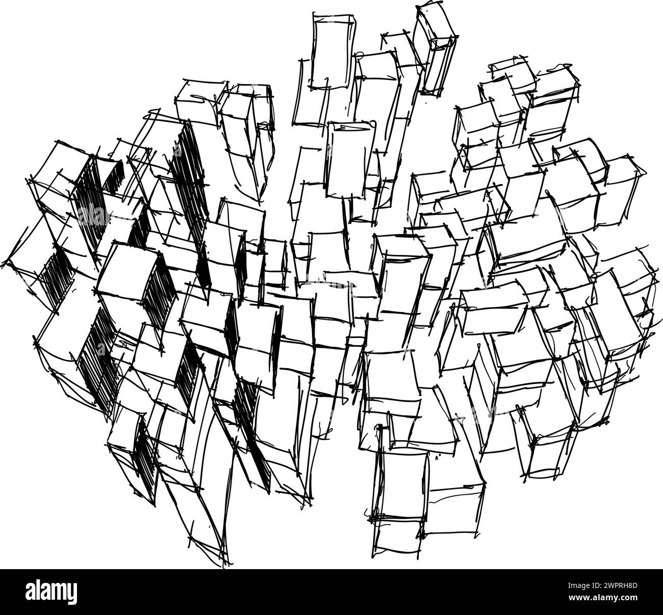 hand drawn architectectural of giant endless urban stucture Stock Photo ...