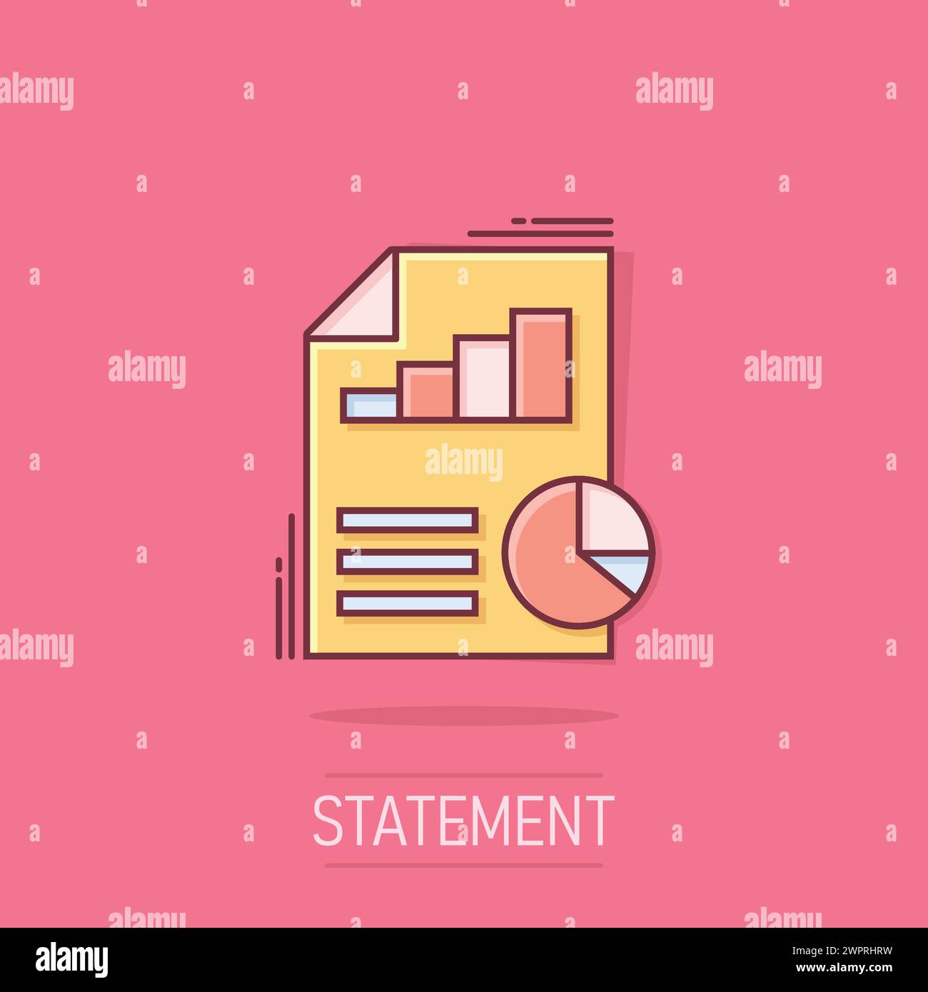 Financial statement icon in comic style. Document cartoon vector ...