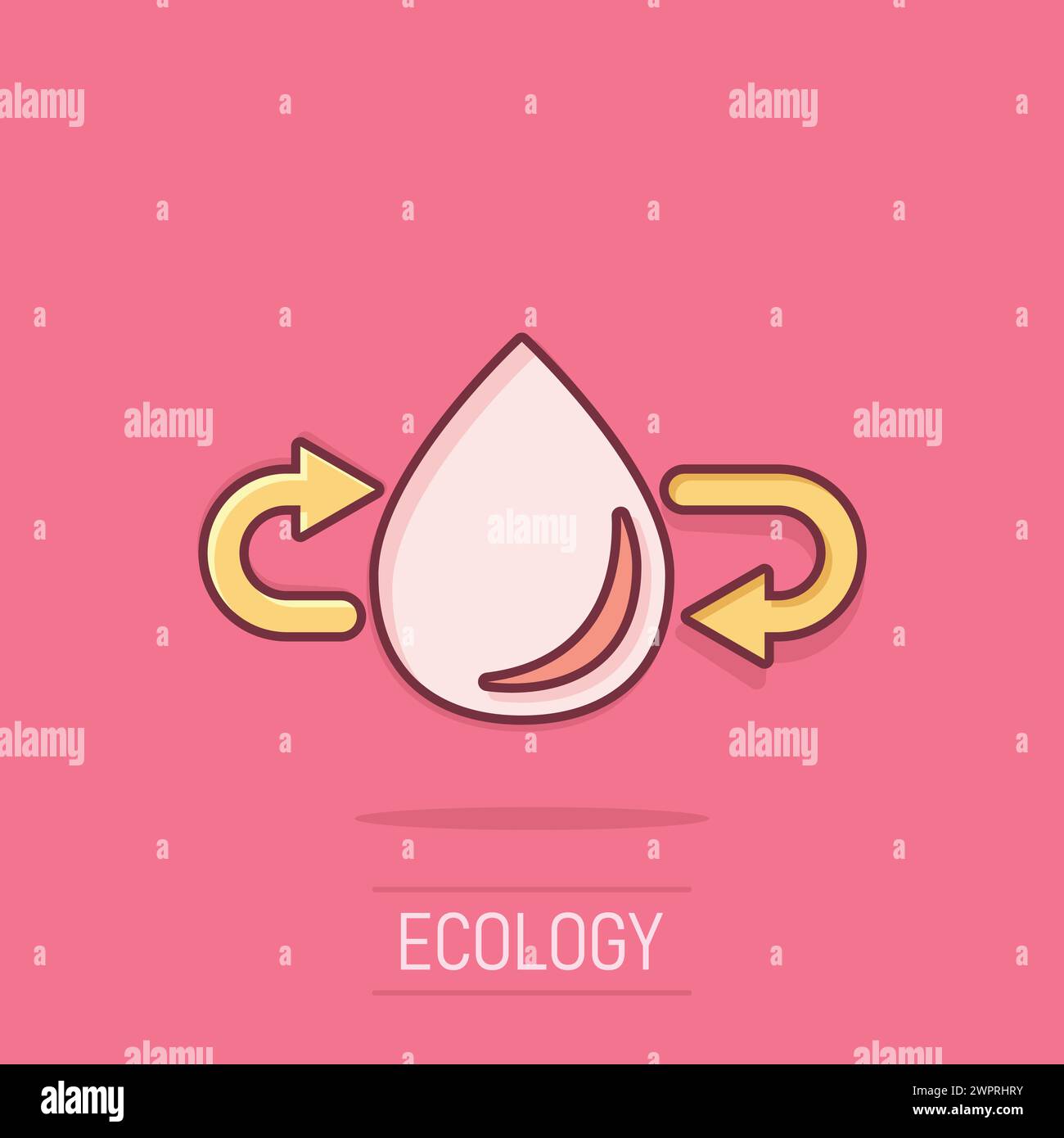 Water drop icon in comic style. Droplet cartoon vector illustration on ...